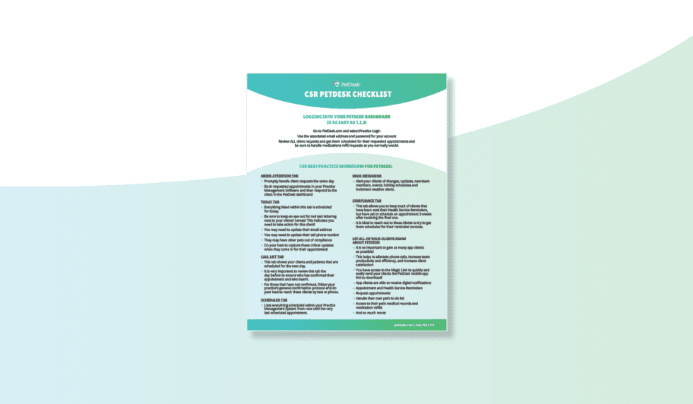CSR Best Practice Workflow For PetDesk | PetDesk